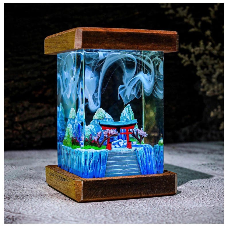 Torii Gate and Cherry Blossom Night Light Kawaii Epoxy Lamp Japanese ...