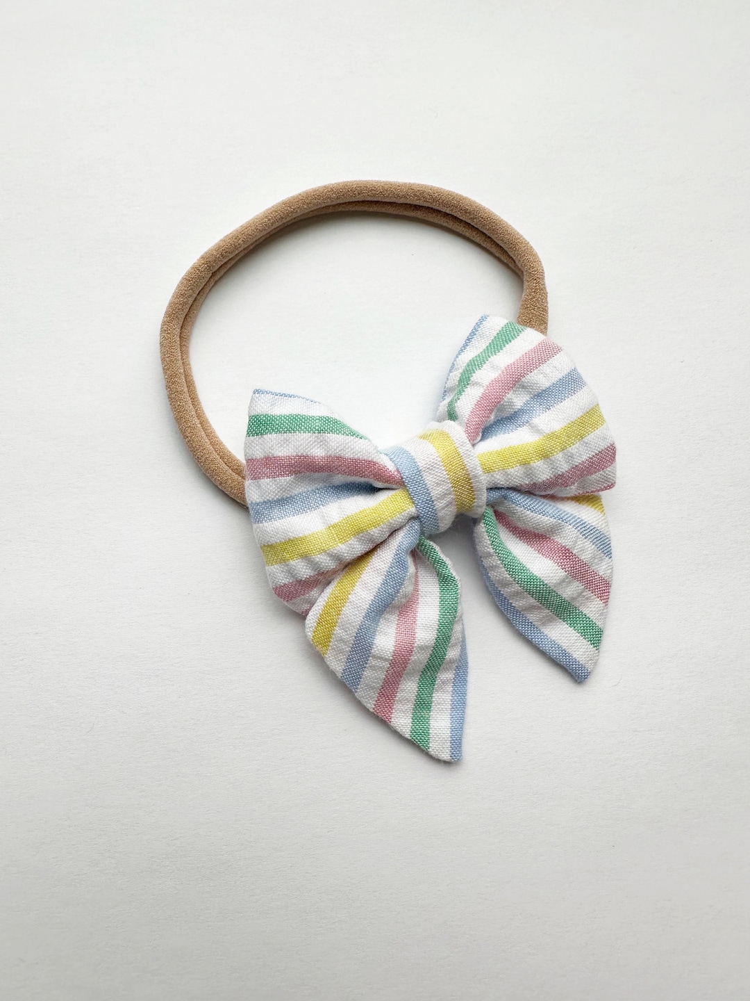Pastel Seersucker Bow. Pastel Stripe Baby Bow. Pastel Stripes Newborn ...