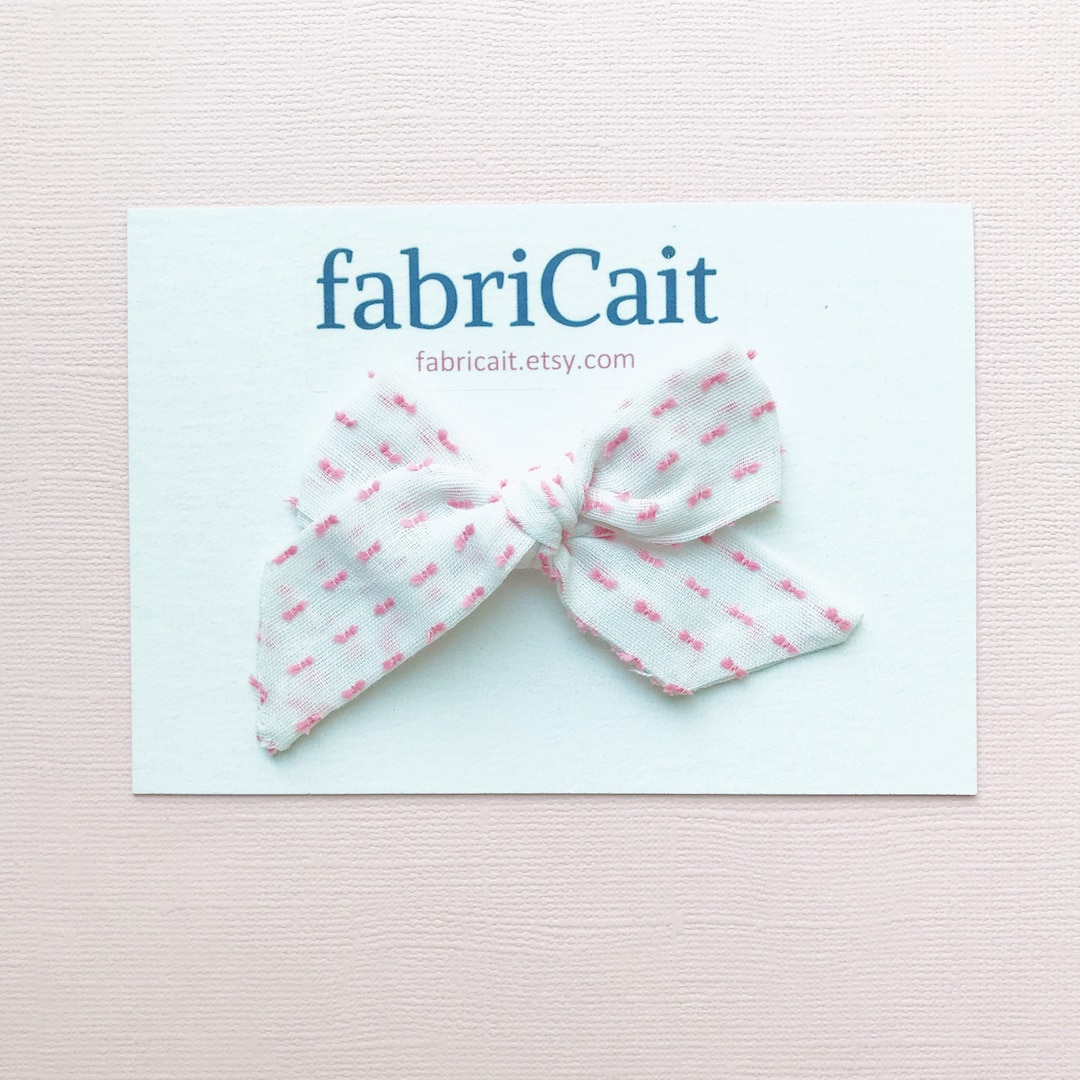 Handmade Pink Swiss Dot Bow: Vintage Baby or Toddler Hair Clip - Etsy
