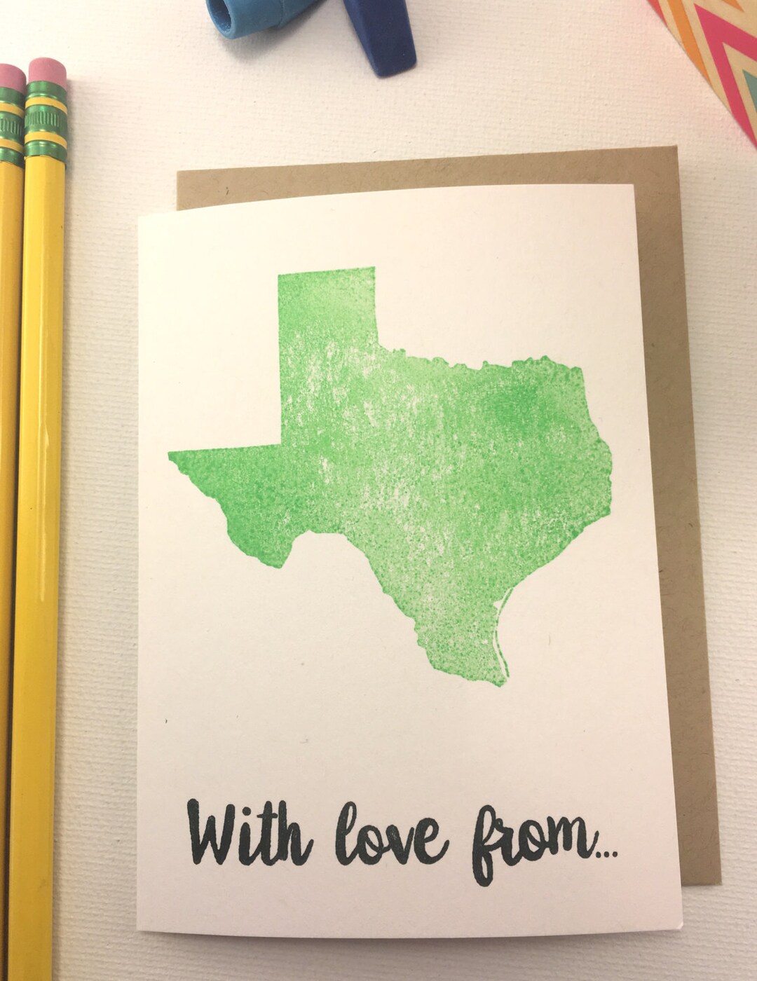 Texas State Love Stationery Four Bar Cards Thank You, Hello From, With ...