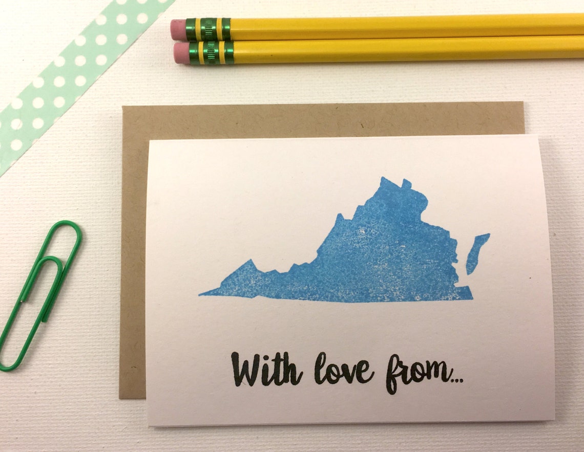 Virginia State Love Stationery Four Bar Cards Thank You - Etsy