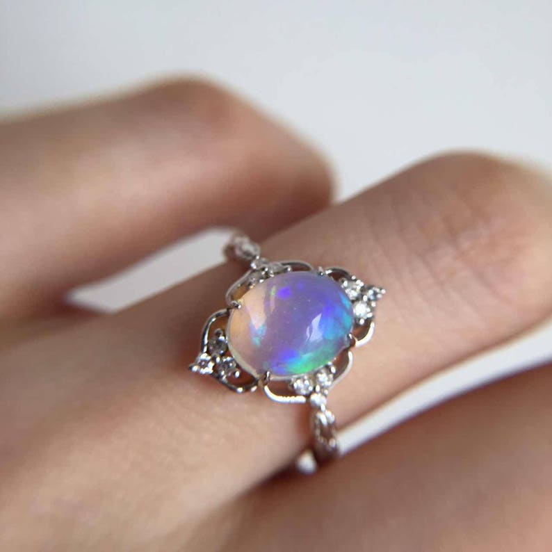 1 8 Carat Opal Engagement Ring Etsy 1-8-carat-opal-engagement-ring-etsy