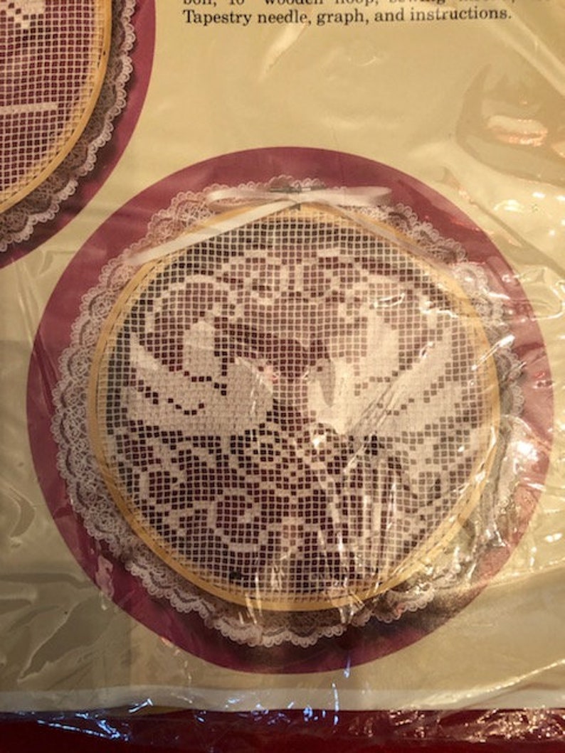 Creative Circle Lace Net Darning Kits Including Love Birds, Santa on ...