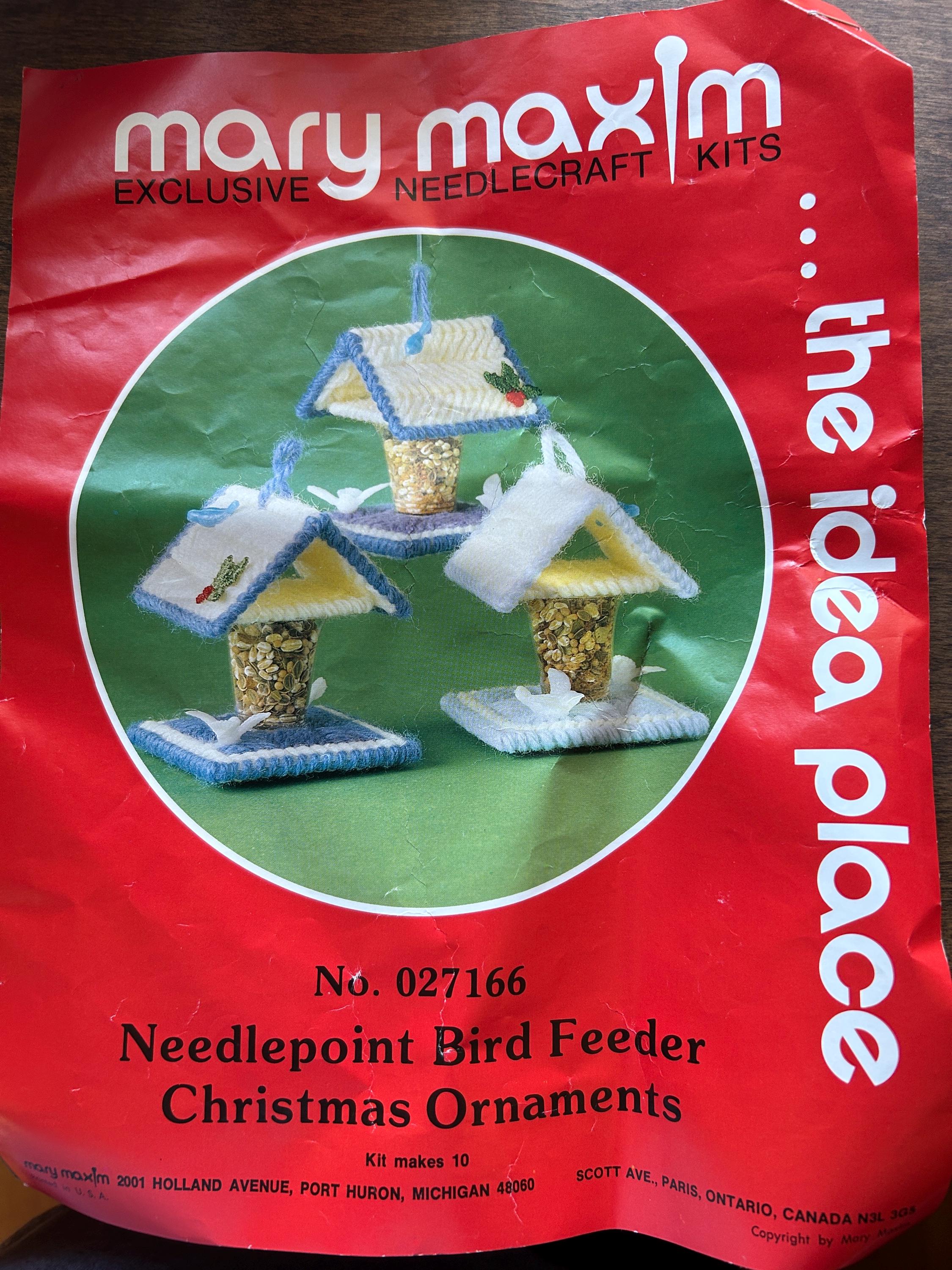 Mary Maxim Plastic Canvas Needlepoint - Gum Ball, Basket, Bird Feeder ...