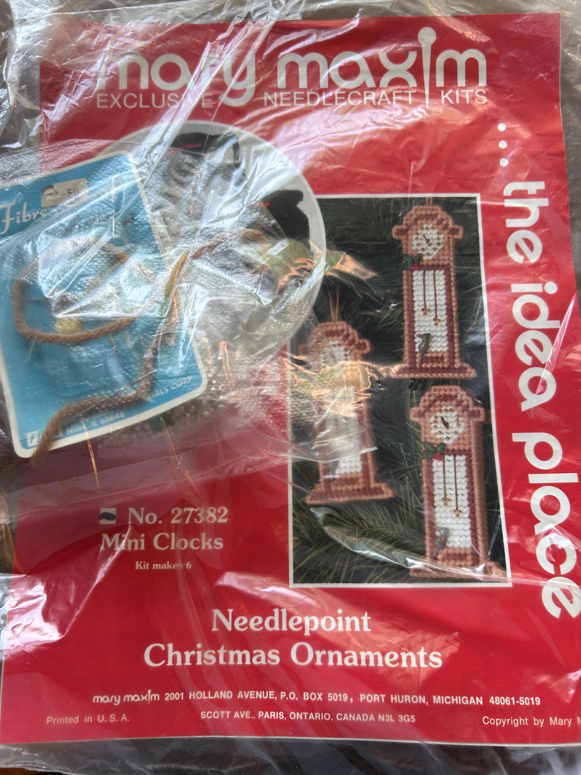 Mary Maxim Plastic Canvas Needlepoint - Gum Ball, Basket, Bird Feeder ...