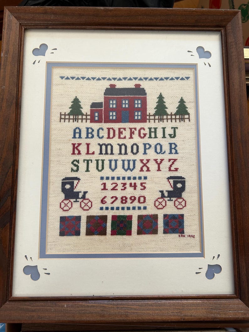 Cross Stitch Sampler Framed - Etsy