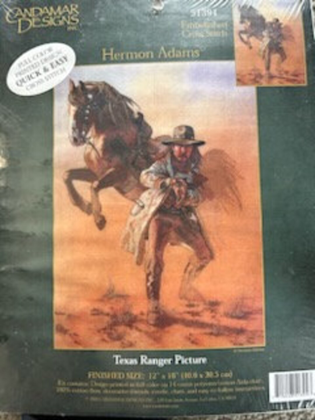 Candamar Designs Hermon Adams Texas Ranger Embellished Cross Stitch Kit ...