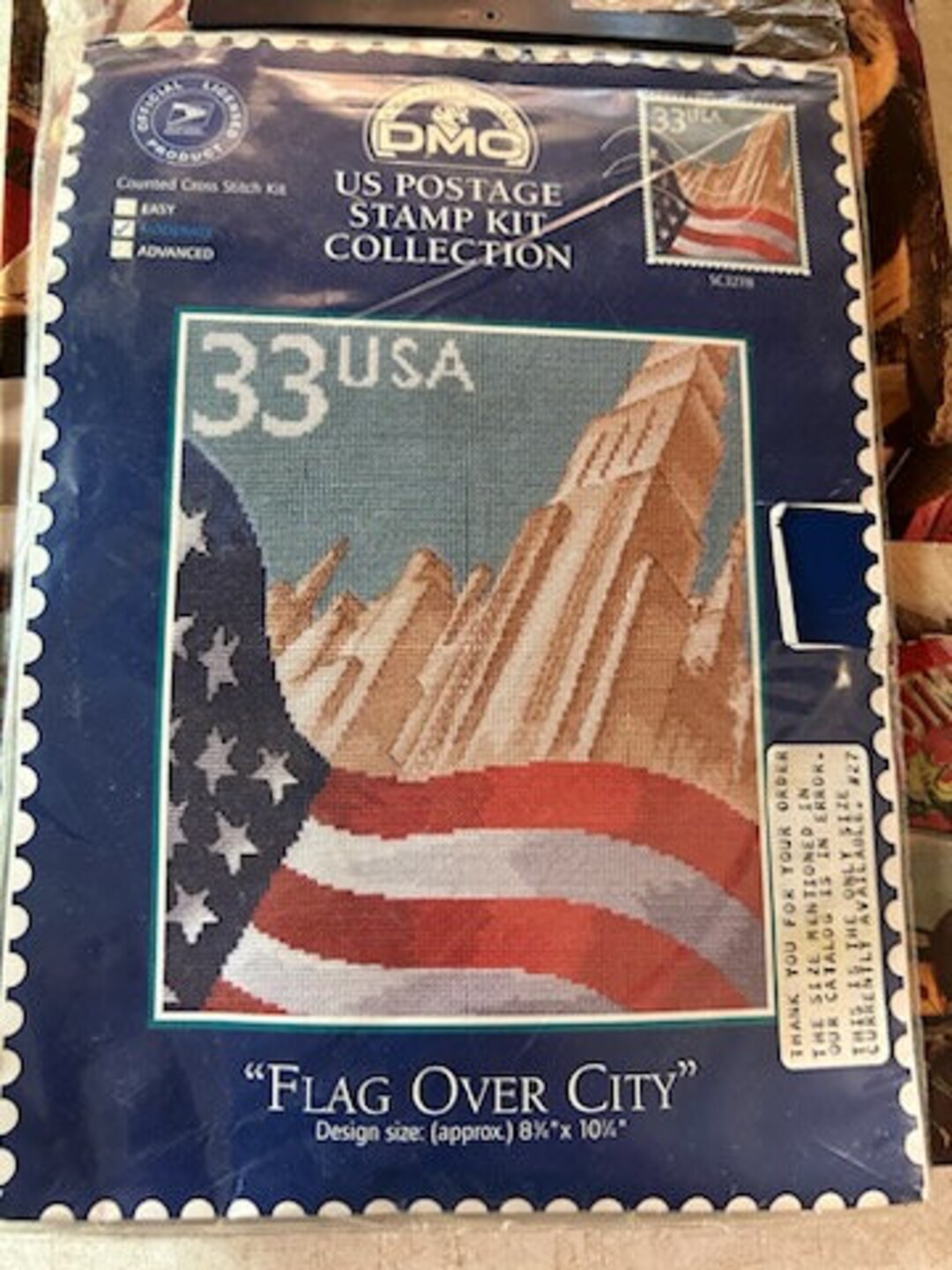 DMC US Postage Stamp Kit Flag Over City Cross Stitch Kit - Etsy
