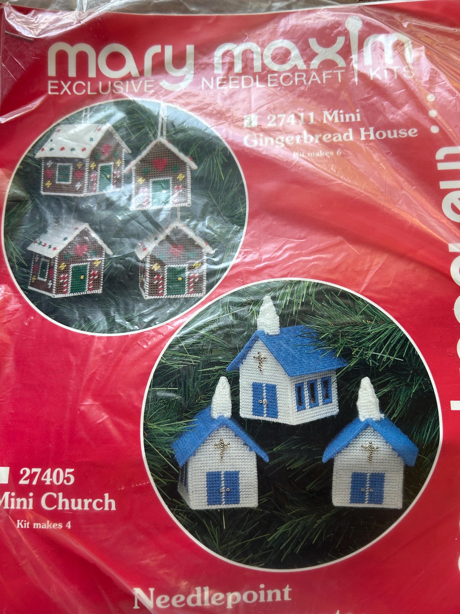 Mary Maxim Plastic Canvas Needlepoint - Gum Ball, Basket, Bird Feeder ...