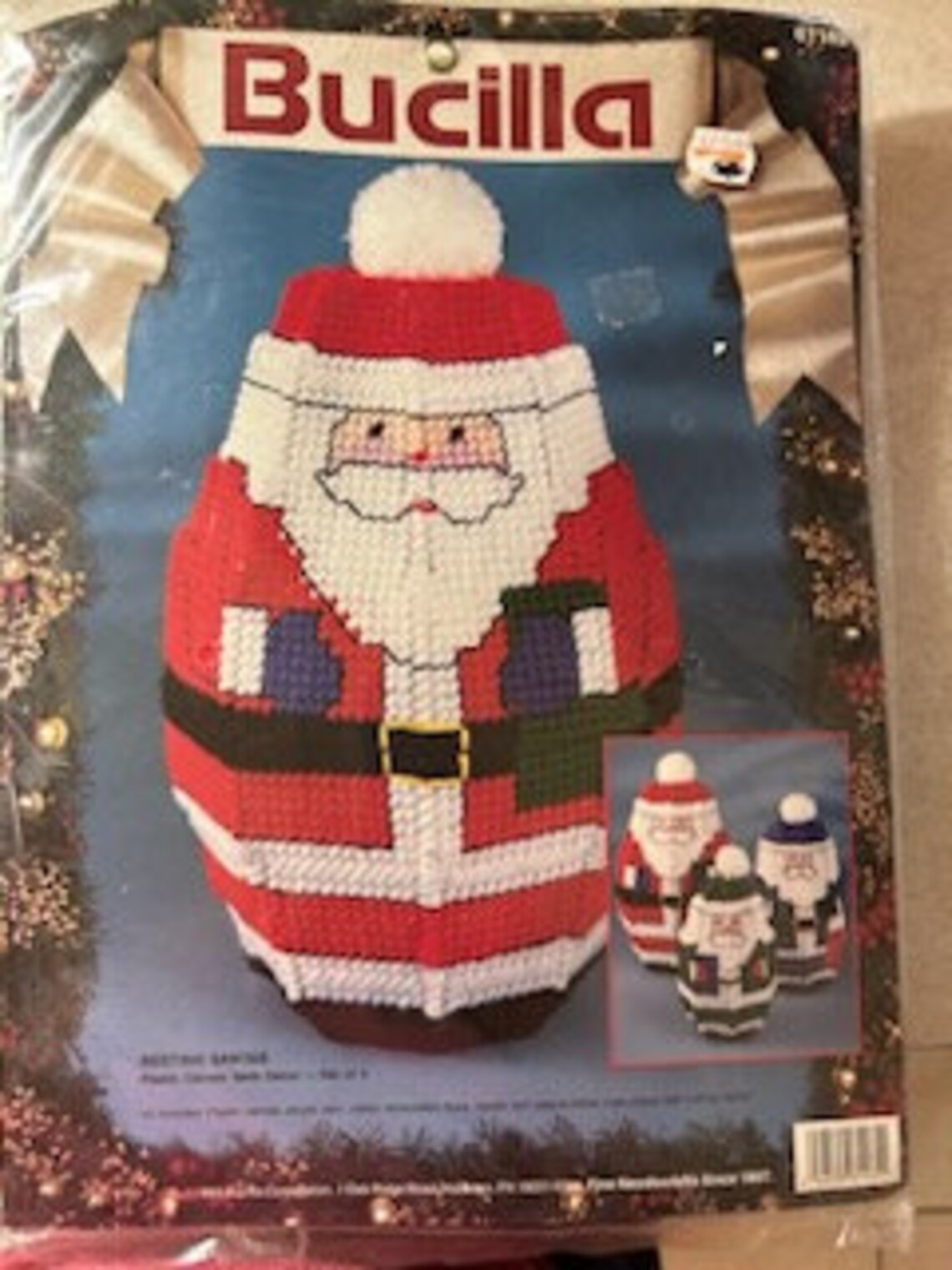 Bucilla Nesting Santas Plastic Canvas Table Decor Set of 3 - Etsy