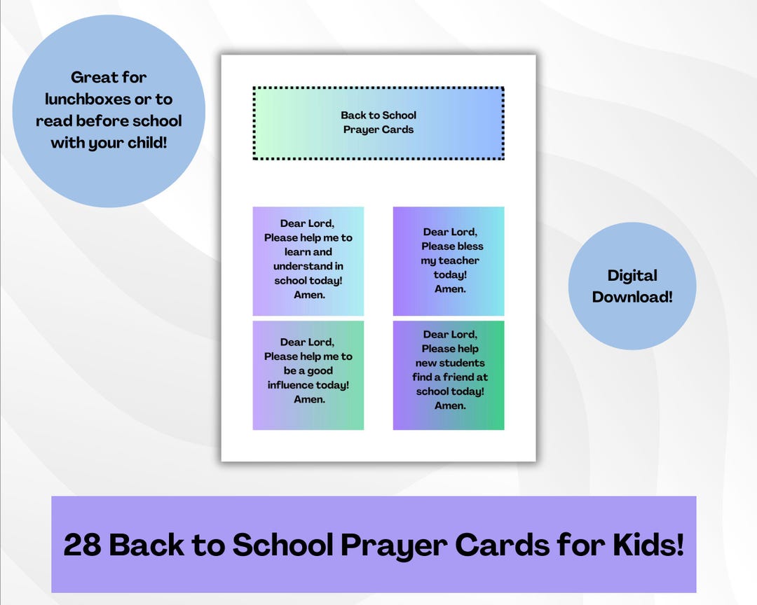Backpack Blessings | Pencil Blessing | Back to School Prayer Cards ...