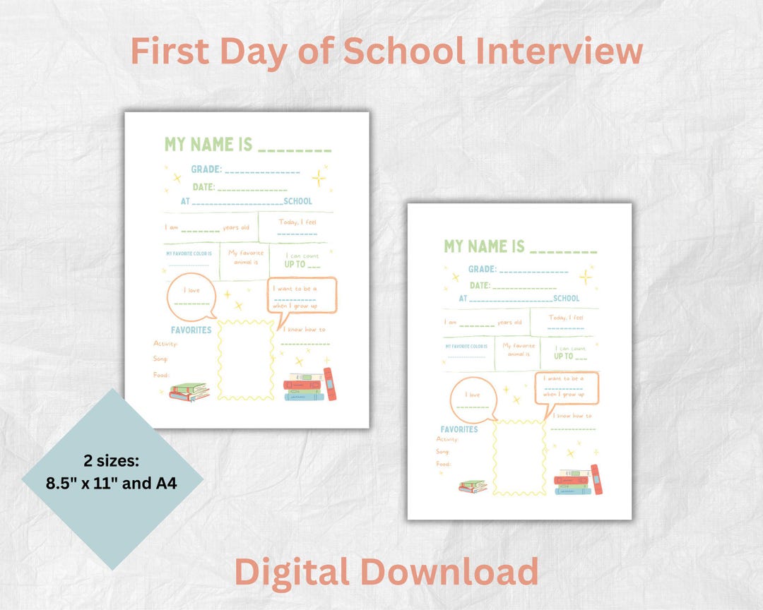 First Day of School Interview for Child/student - Etsy