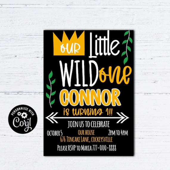 Wild one birthday invitation, our little wild one invite, gold and ...