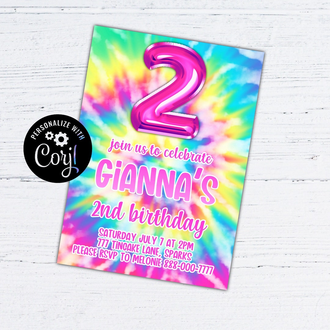 Editable 2nd Birthday Invitation Girl, Printable 2nd Birthday Invite ...