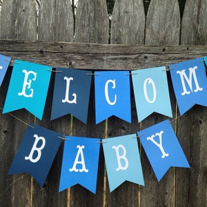 Welcome Baby Banner. Welcome Baby Sign. Baby Boy Shower - Etsy