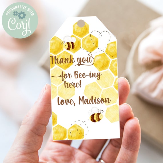 Bee party thank you favor tag, Bee first birthday favors, Bee party ...