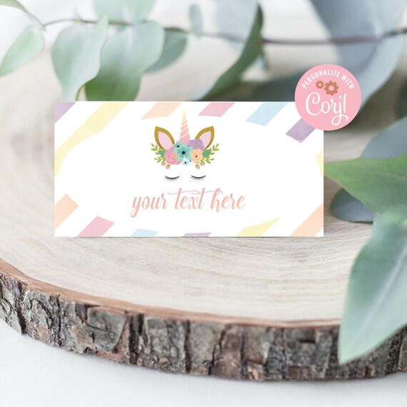 editable unicorn food label tent, unicorn food sign, printable unicorn ...