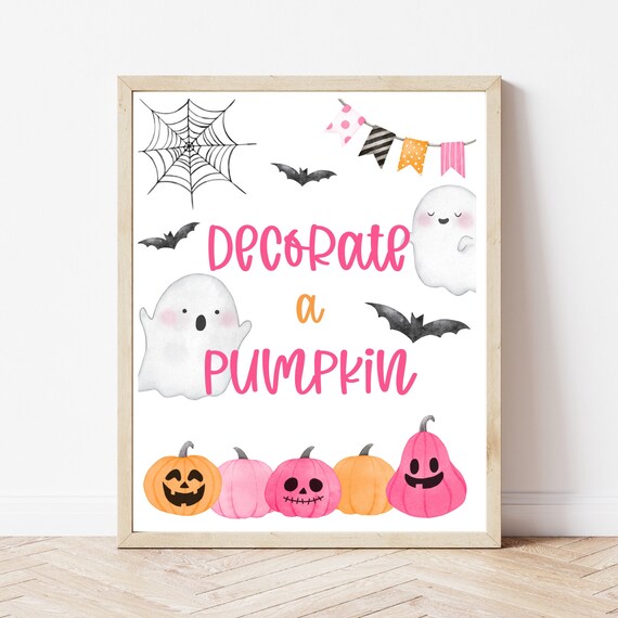 decorate a pumpkin sign, pumpkin decorating party sign, Halloween party ...