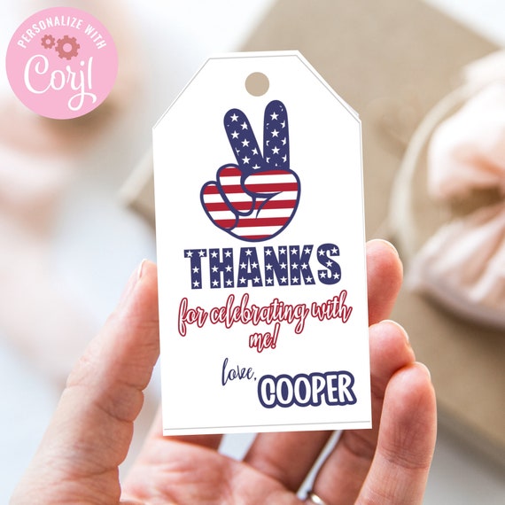red white and blue favor tags, red white and two favor tag, 4th of july ...