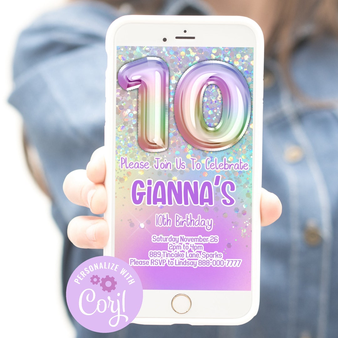 Editable 10th Birthday Invitation Girl 10th Birthday Text - Etsy