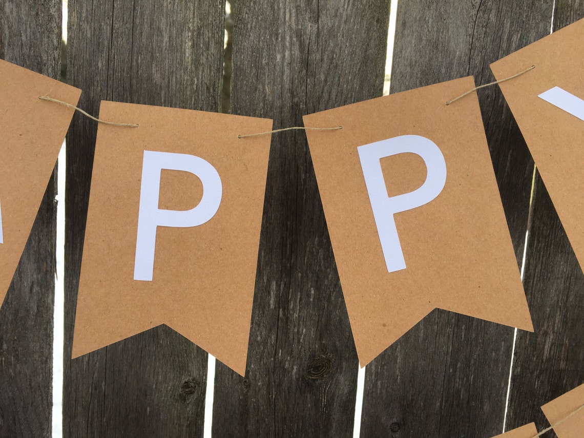 Kraft Birthday Banner. Simple Happy Birthday Banner. Happy - Etsy