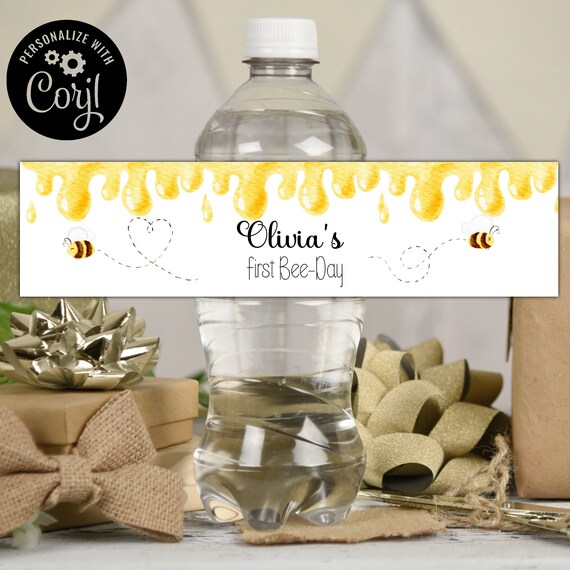 Bee water bottle label, bee 1st birthday decorations, honey bee water ...