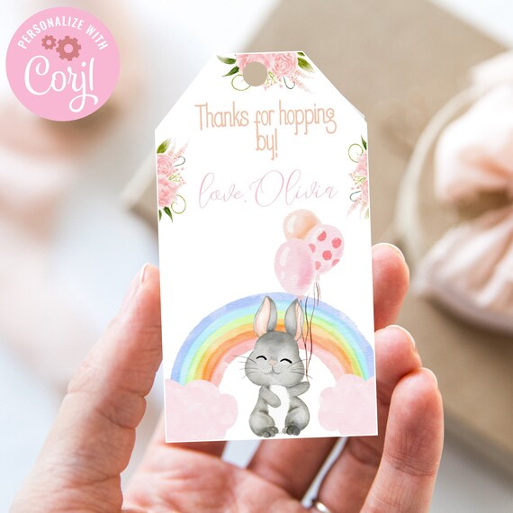 Bunny party thank you favor tag, editable printable favor tag, bunny ...