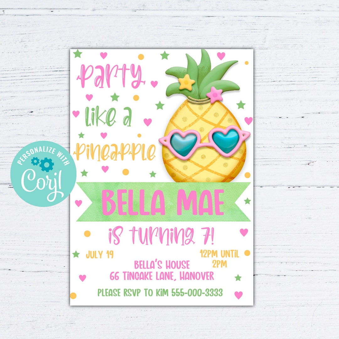 Invitación de cumpleaños de piña, fiesta como una invitación de piña ...