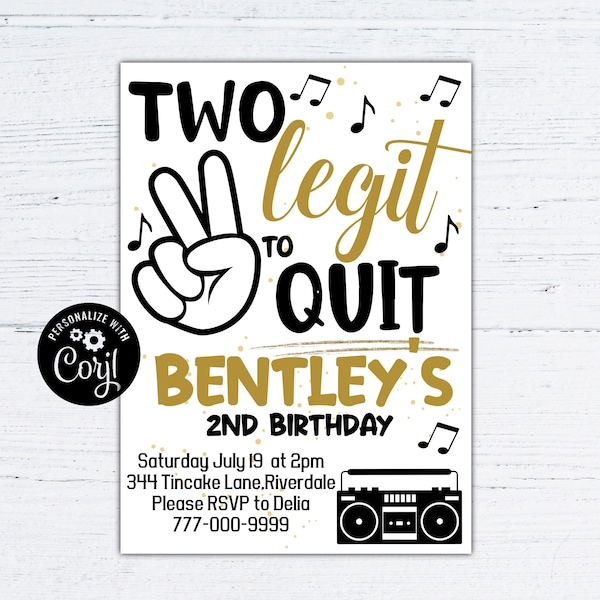 Two Legit to Quit Party Invitation - Etsy