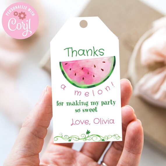 editable watermelon favor tags, watermelon birthday thank you tag ...
