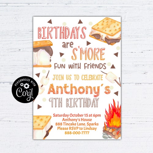 Editable Bonfire Party Invitation Template Bonfire Birthday - Etsy