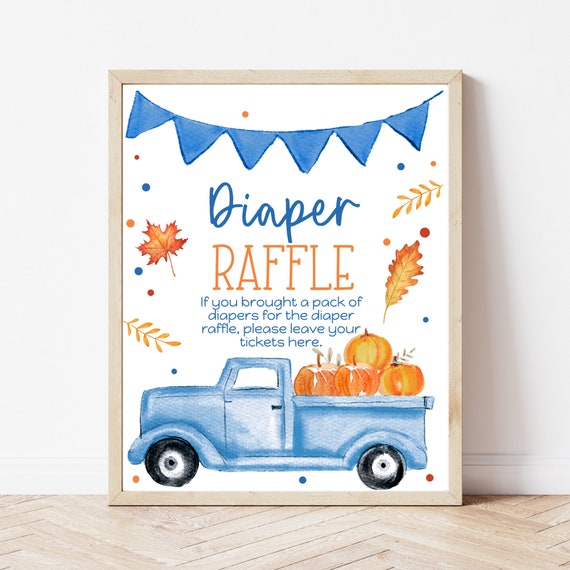 diaper raffle shower sign, baby shower games sign, instant download ...