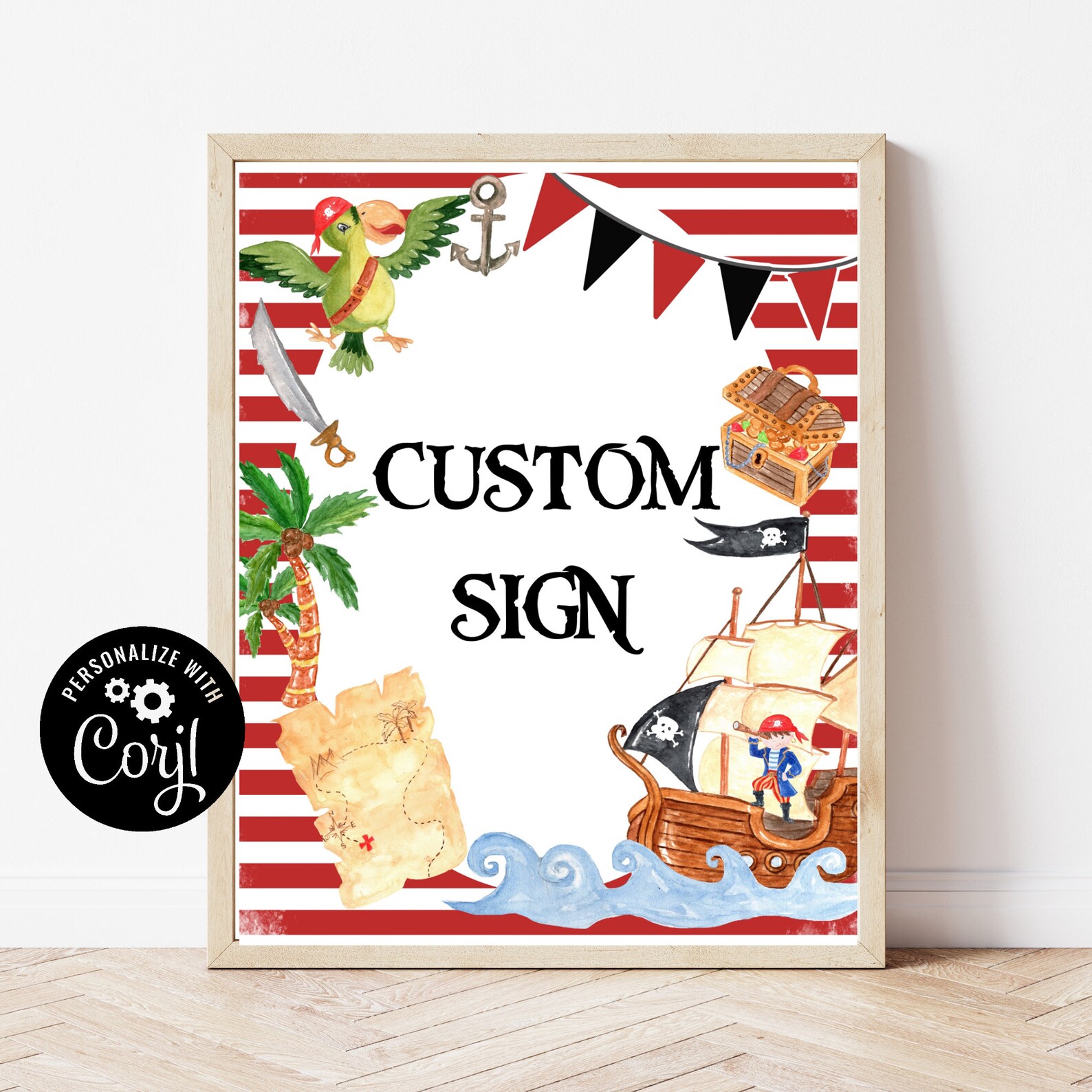 Editable Pirate Birthday Sign Custom Pirate Party Sign - Etsy