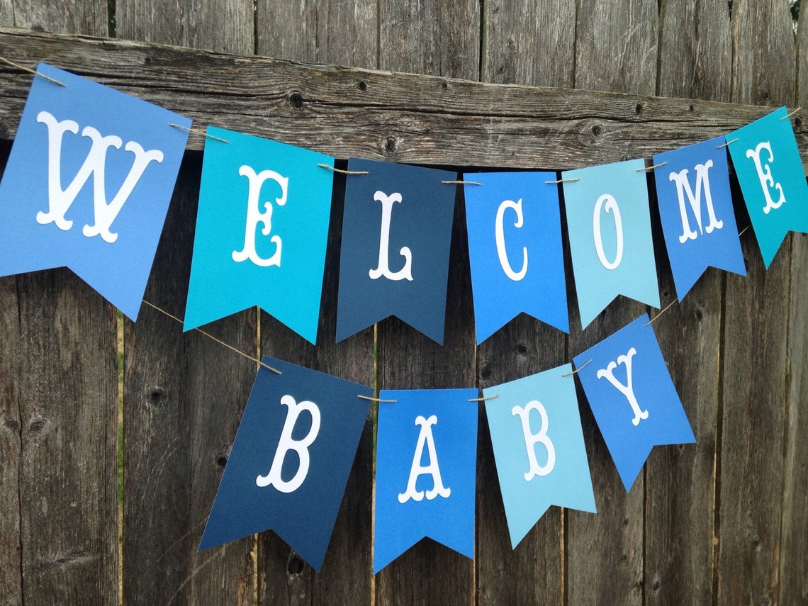 Welcome Baby Banner. Welcome Baby Sign. Baby Boy Shower - Etsy