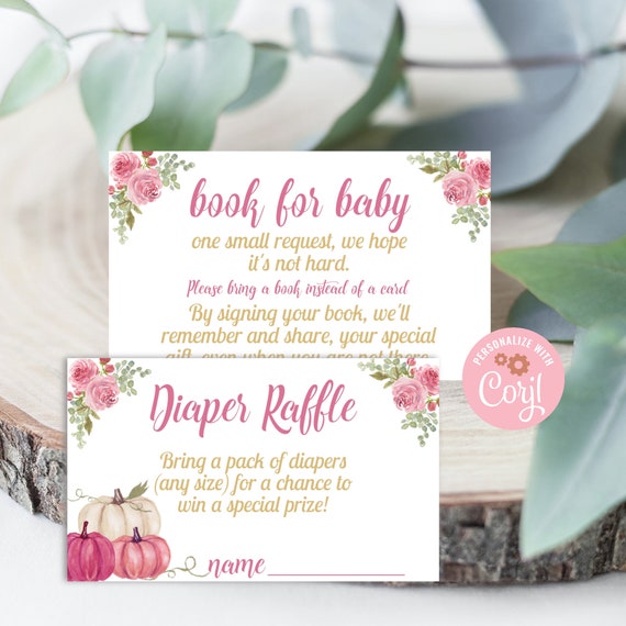 Books for baby card, Diaper raffle ticket, Fall baby shower invitation ...