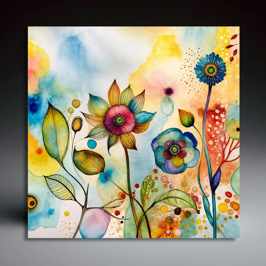 Ceramic Tile Colorful Abstract Watercolor Flowers | Handcrafted Ceramic ...