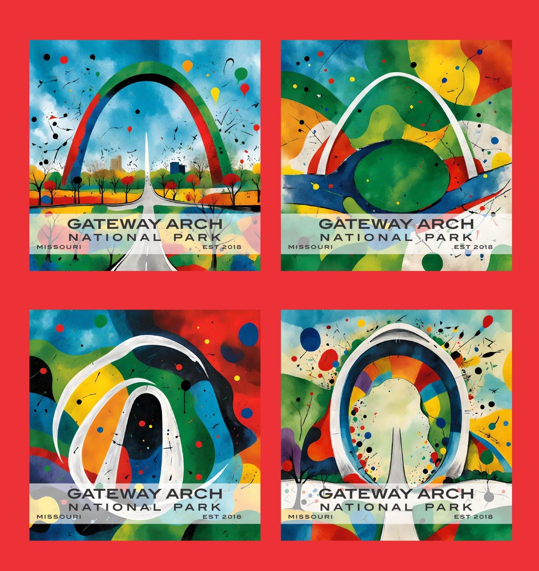 Gateway Arch National Park Coaster Set: Abstract Ceramic Tile Art - Etsy