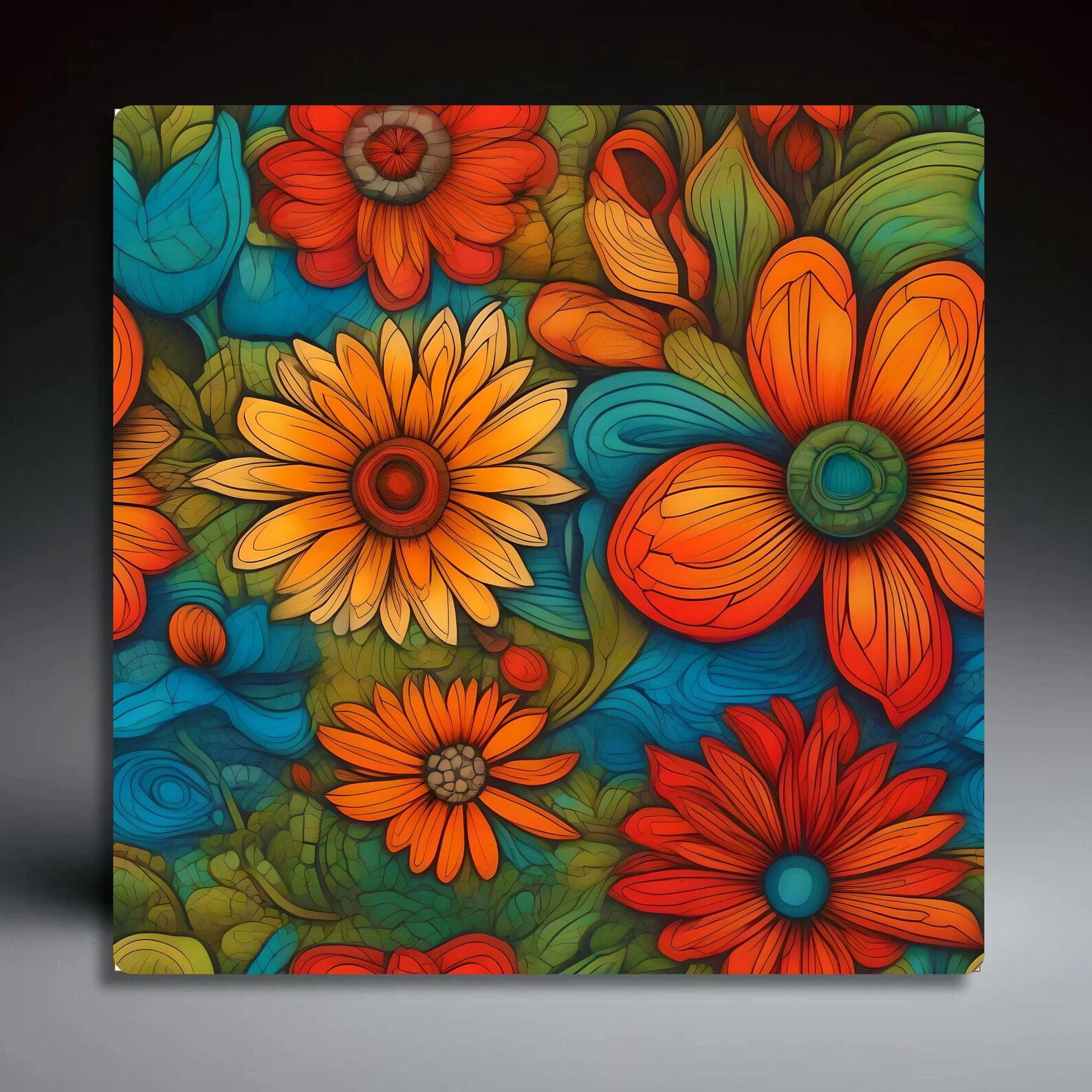 Floral Ceramic Coasters: Colorful Abstract Art, Set of 4 - Etsy