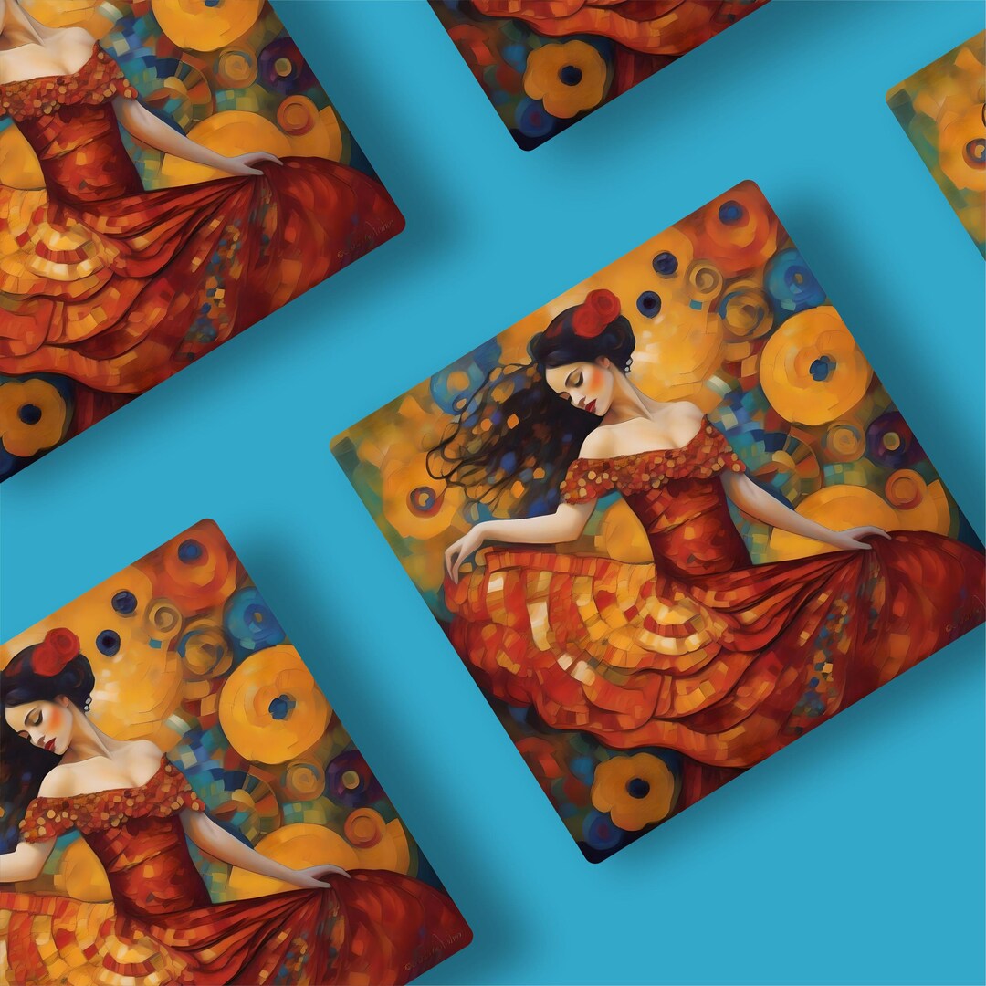 Flamenco Dancer Ceramic Tile Coasters Inspired by Jules Chéret ...