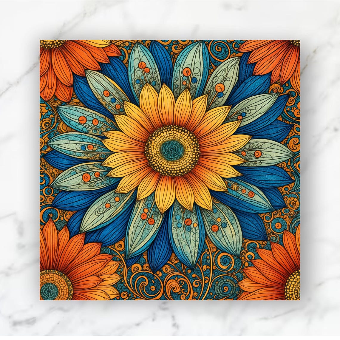 Ceramic Tile Coasters Colorful Abstract Inspired by Paul Klee ...