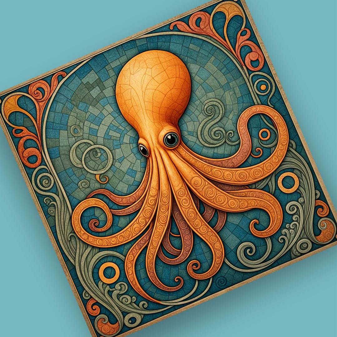 Colorful Abstract Octopus Art L Great Gift Idea | Handcrafted Ceramic ...