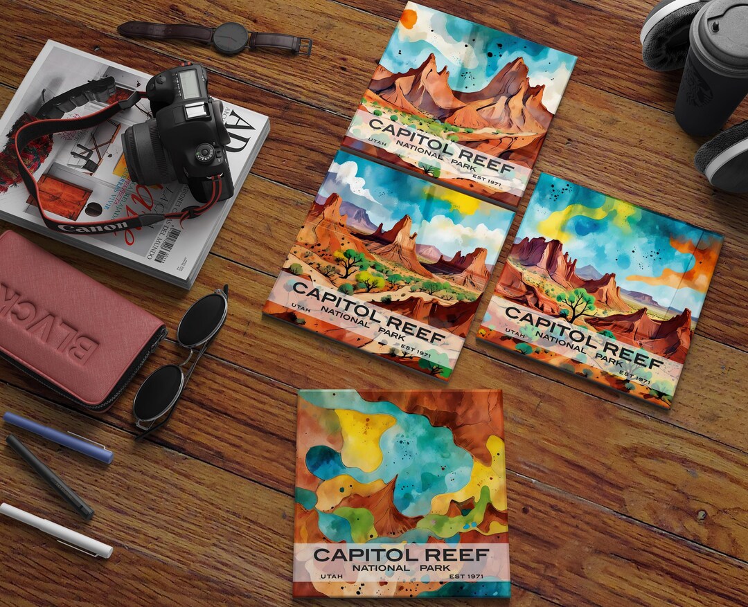 Capitol Reef National Park Coaster Set: Abstract Ceramic Tile Art - Etsy