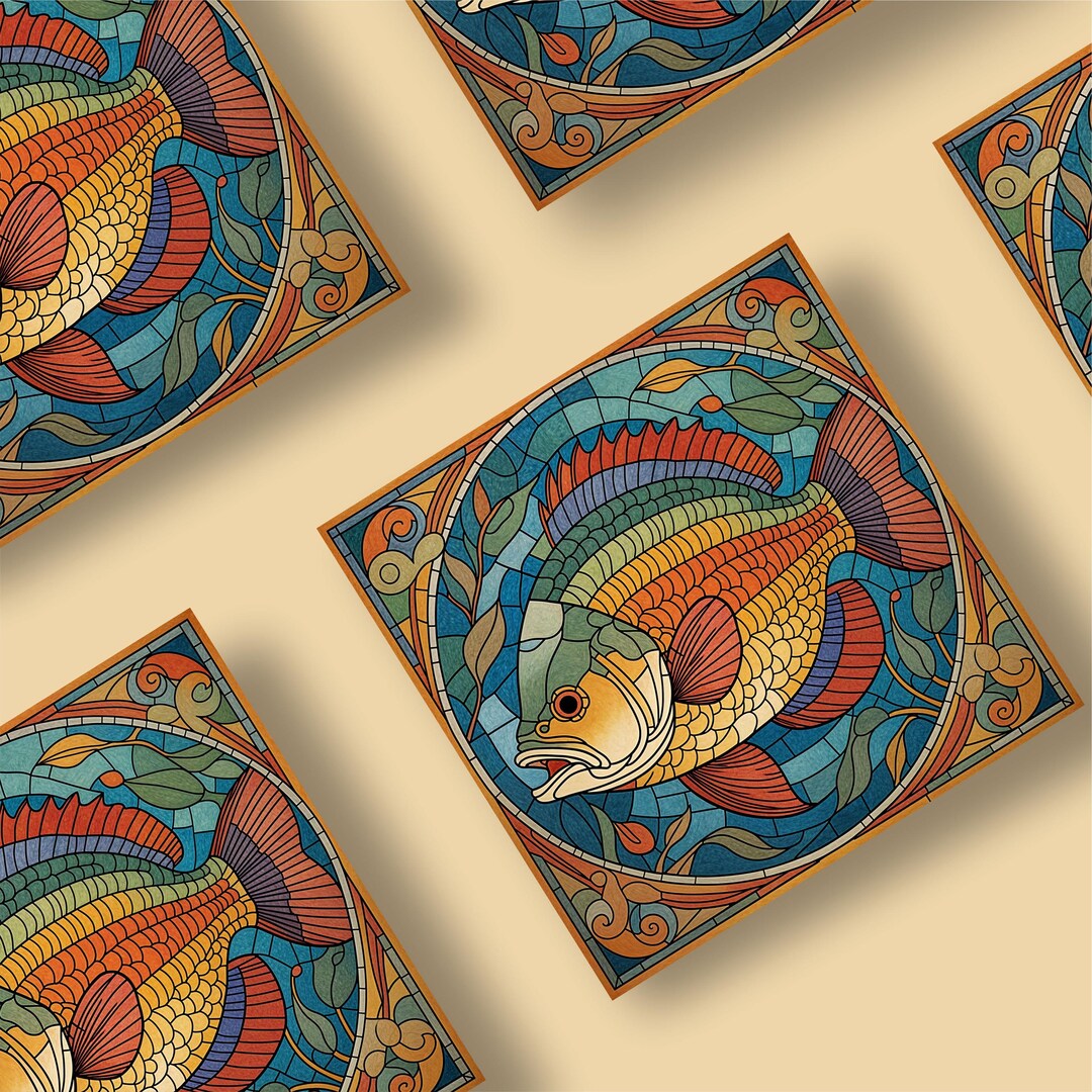 Fish Art Colorful Abstract Art Inspired by Paul Klee L Ceramic Tile ...