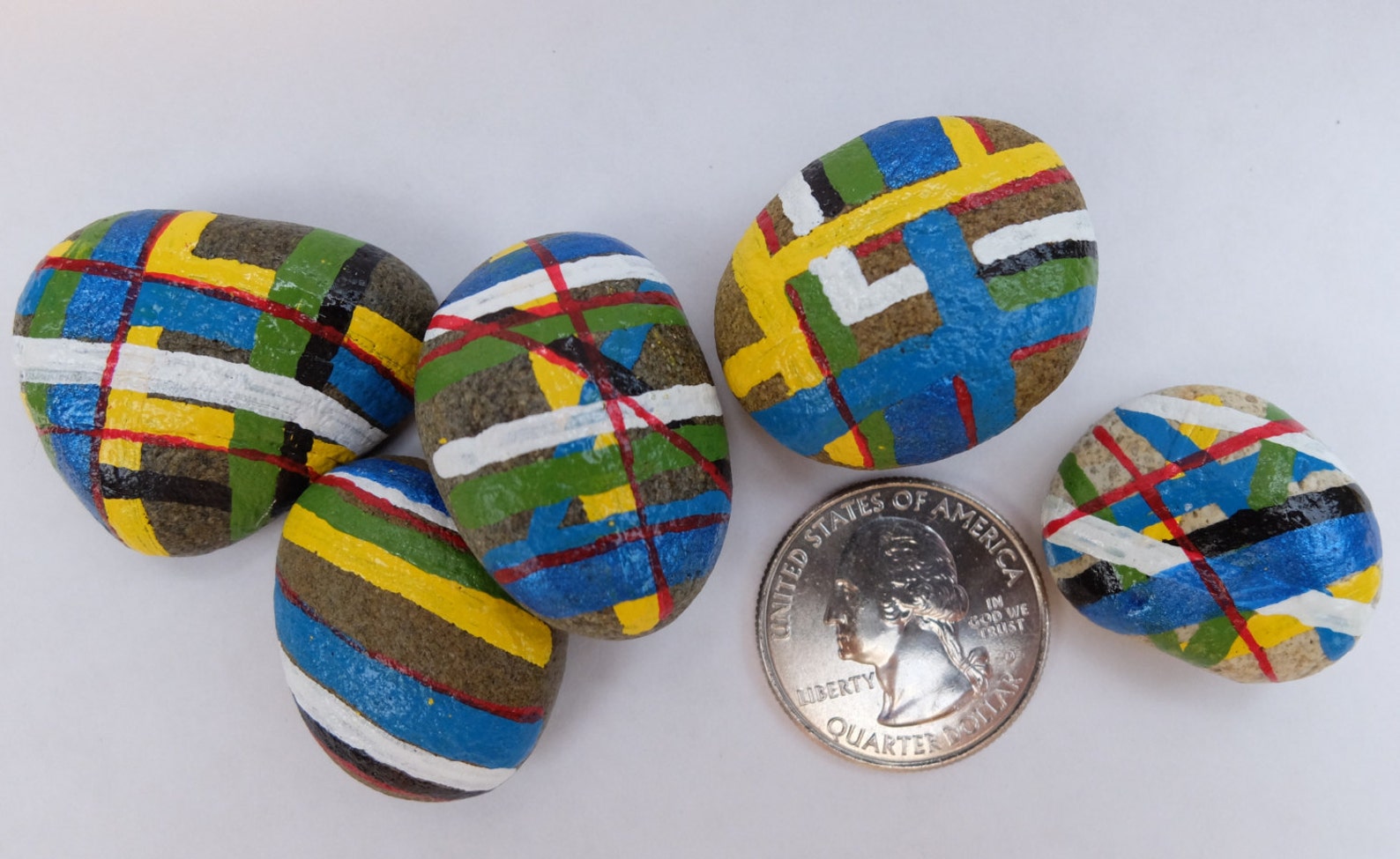 Geometric Shapes on Painted Pebbles - Etsy
