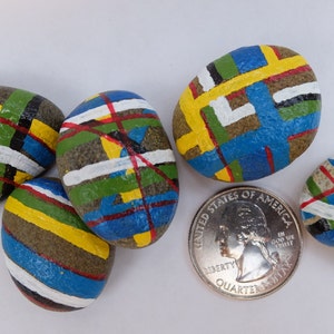 Geometric Shapes on Painted Pebbles - Etsy