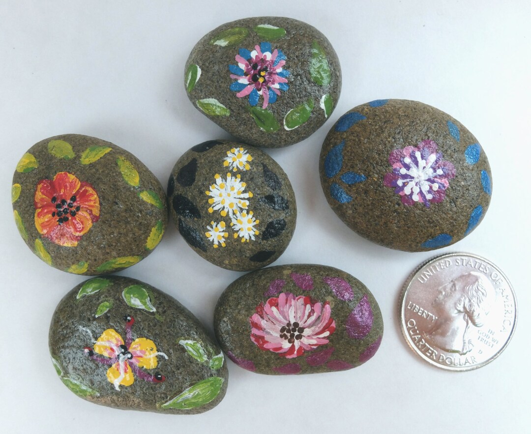 Floral Collection Painted Pebbles - Etsy