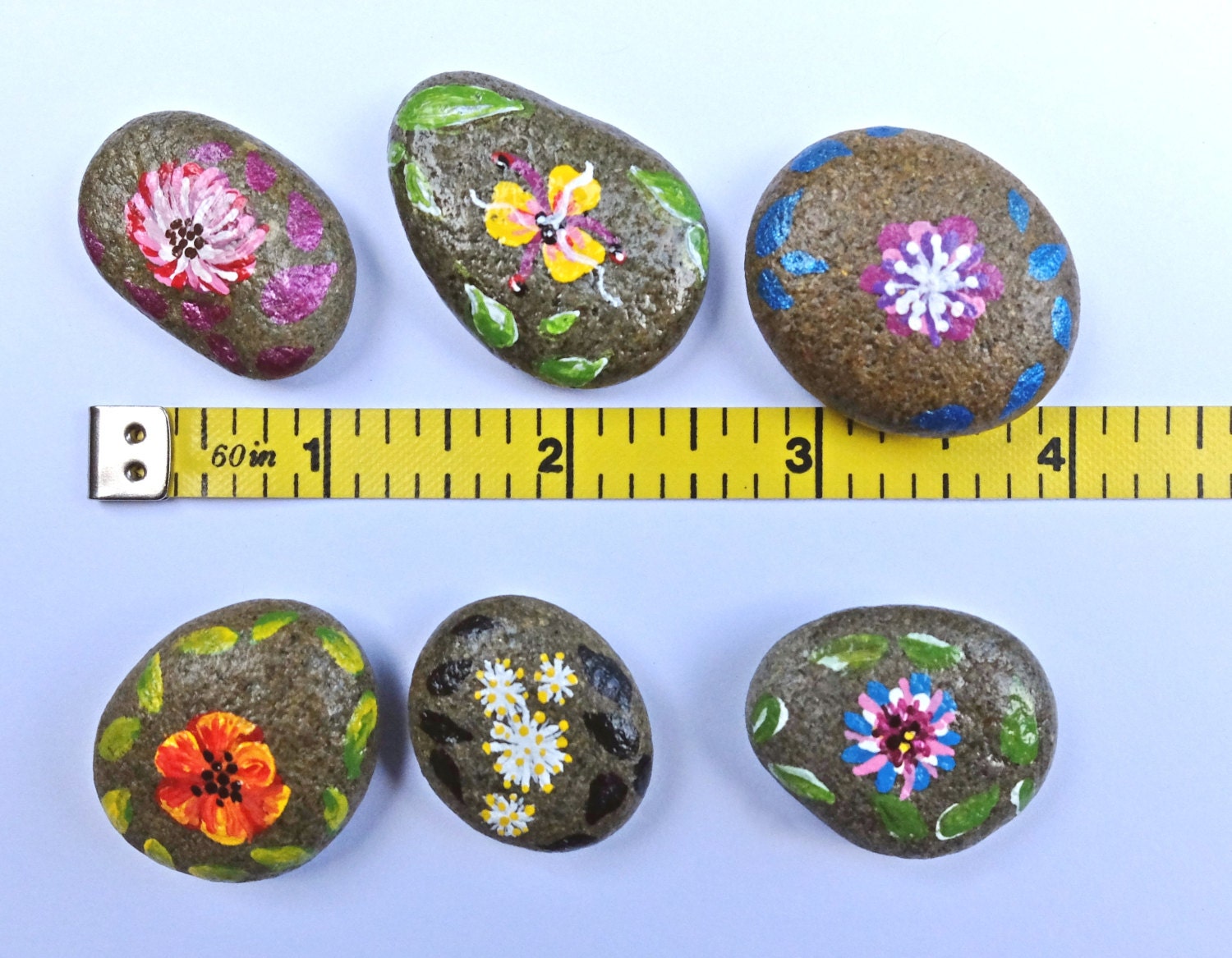 Floral Collection Painted Pebbles - Etsy