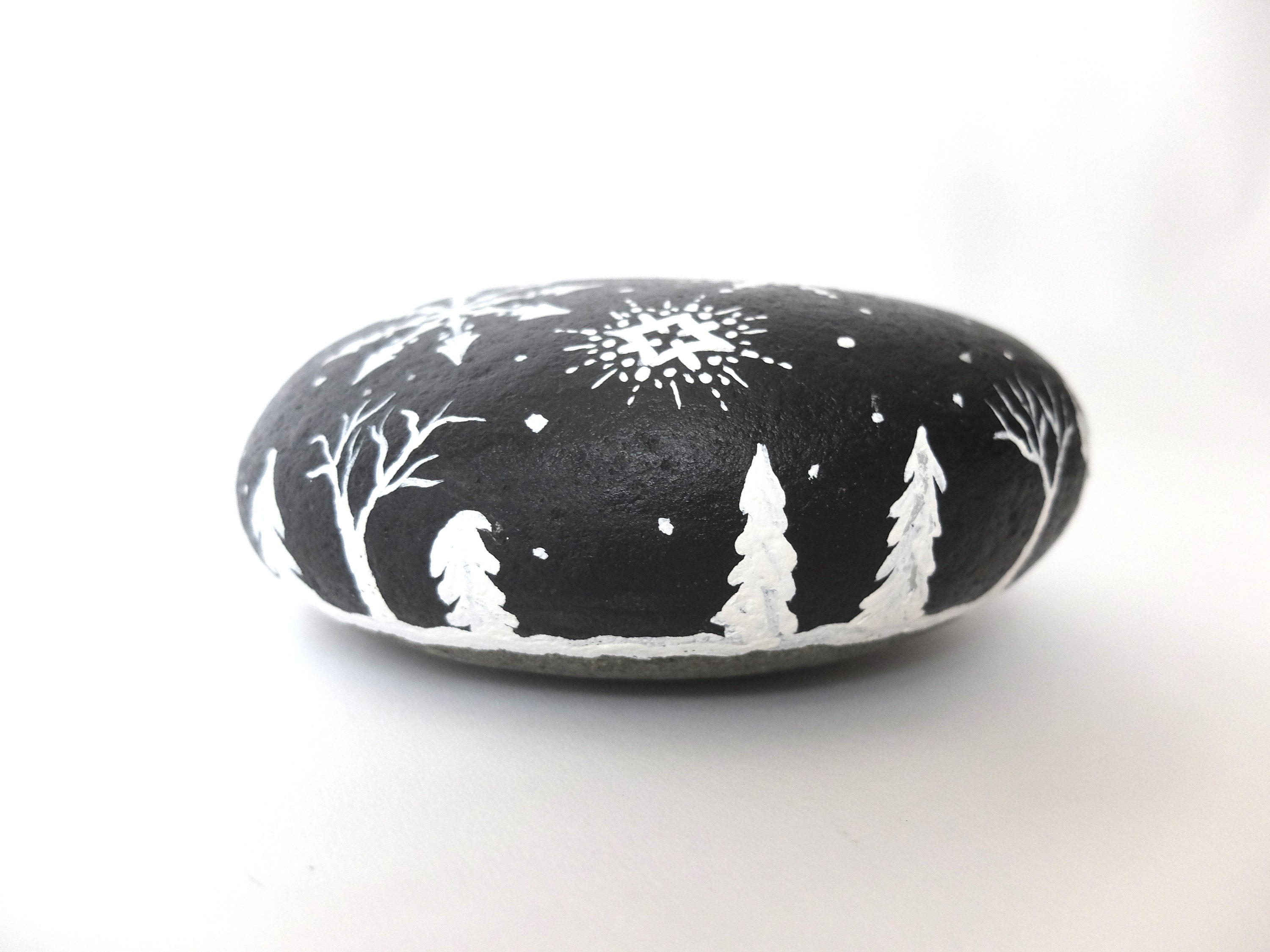 Hand-painted Oregon Beach Rock--"in Celebration of Snow" - Etsy