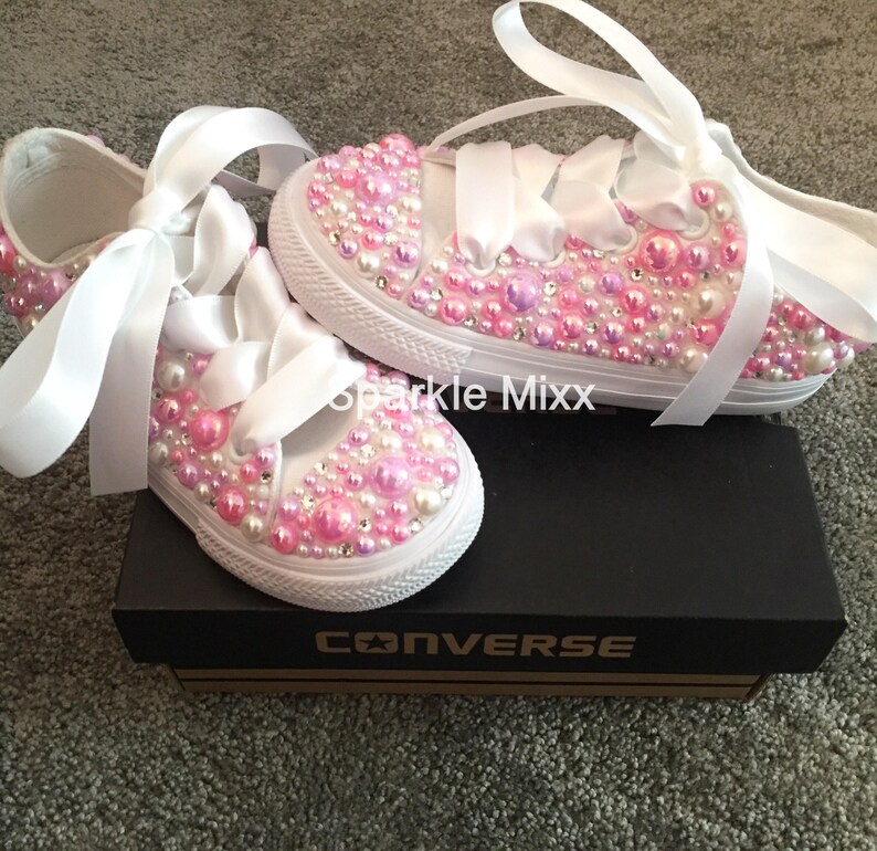 White Converse Covered in Pearls and Crystals - Etsy