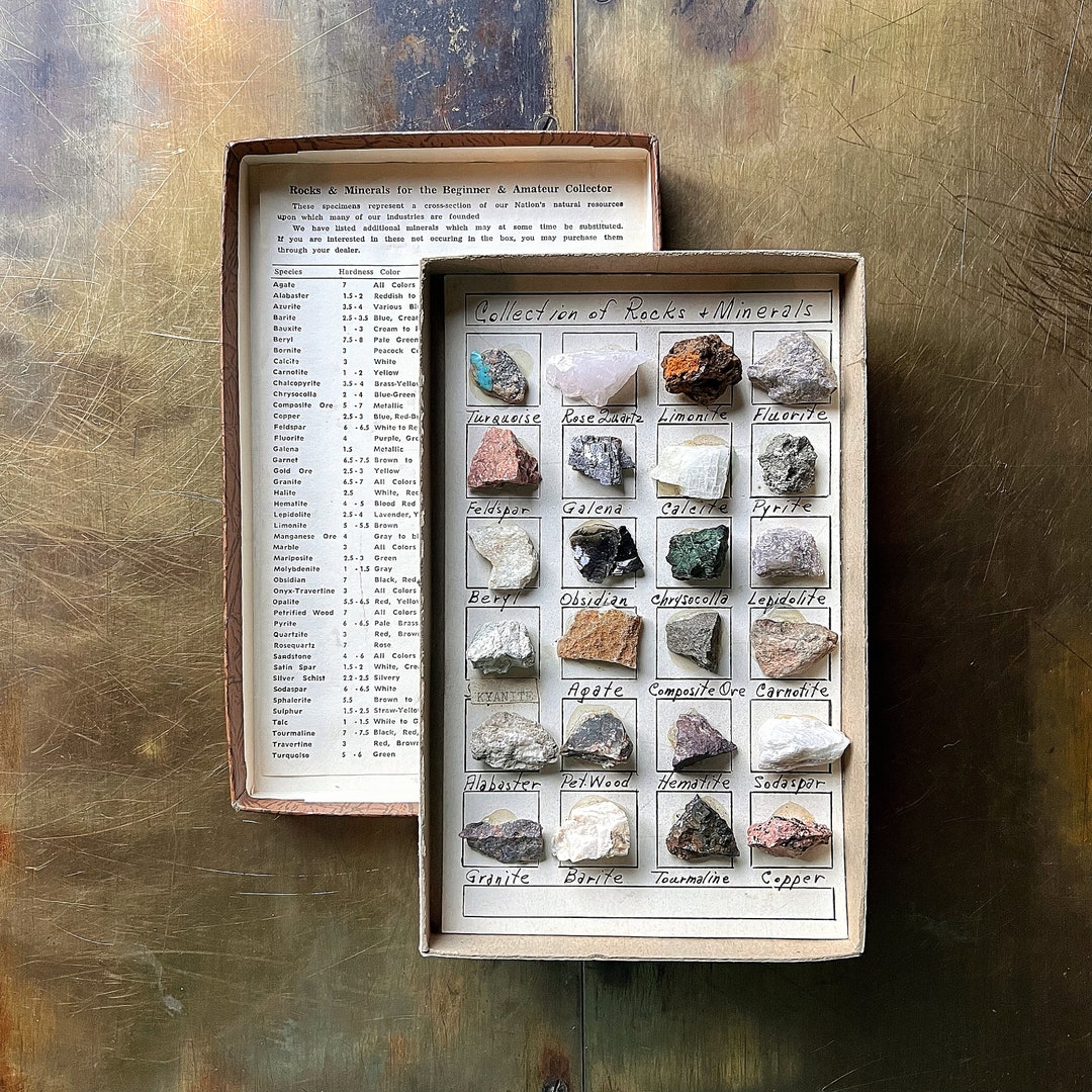 Vintage Rocks and Minerals Boxed Collection of 24, Rock and Mineral ...